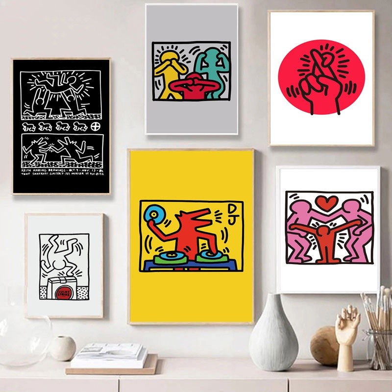 Vintage Keith Haring Abstract Poster Canvas Painting Decorative Living ...