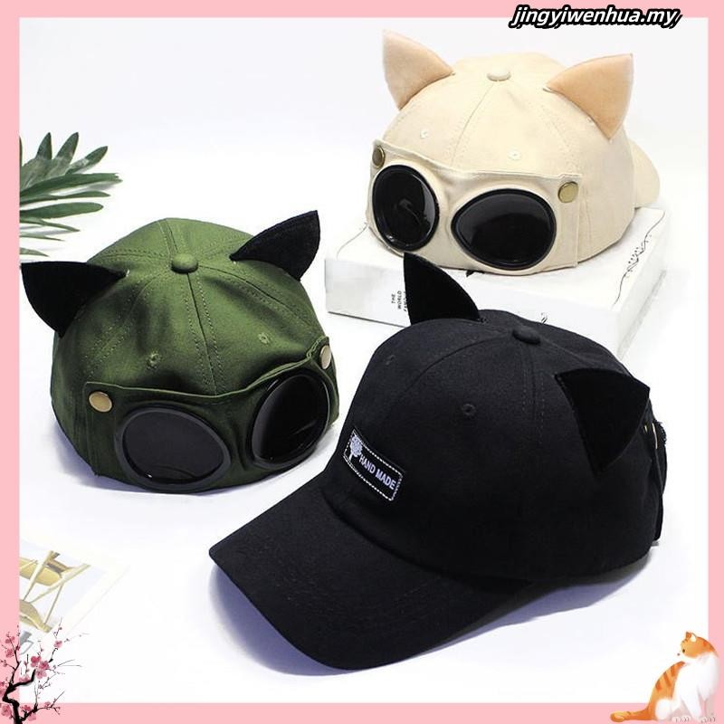 Hat women topi cat ears pilot cap Korea baseball cap Fashion golf cap ...