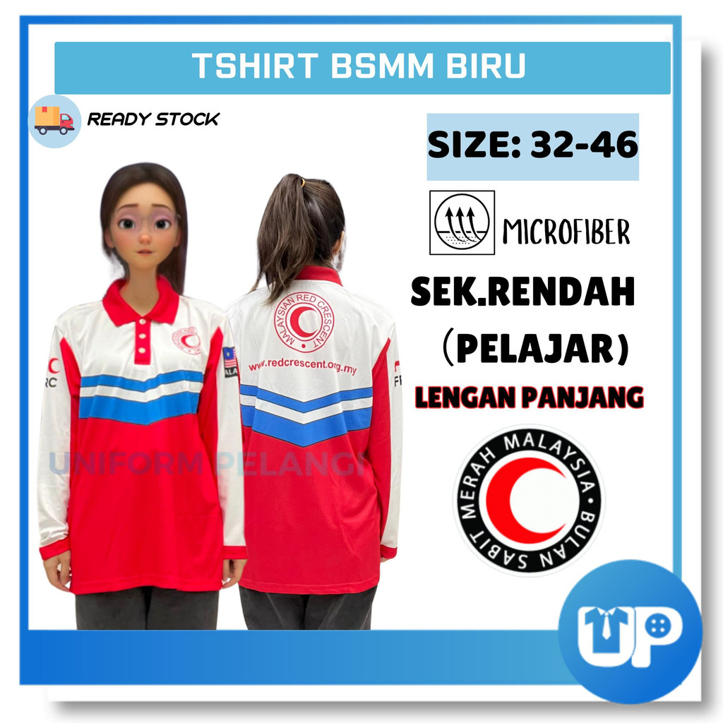 BSMM PBSM New Design Biru Kanak-kanak Tshirt Jersey Lengan Panjang Baju ...