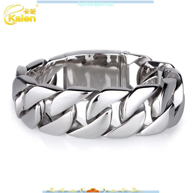 20MM Wide Chain Bracelets For Men Shiny And Smooth Stainless Steel Men ...