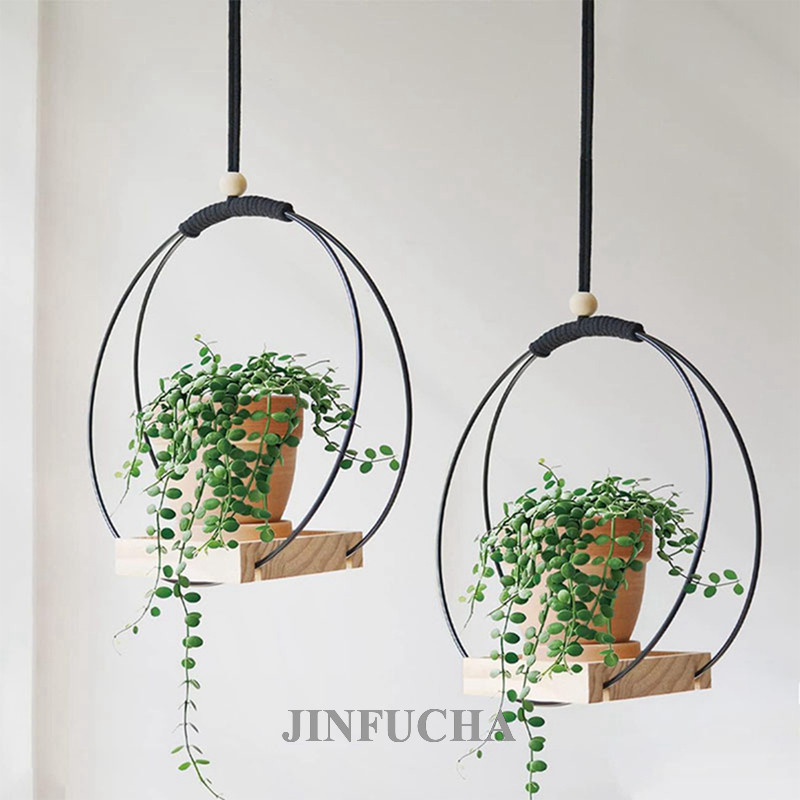 Jinfucha Hanging Flower Pot Shelf With Indoor Hanging Flower Pots ...