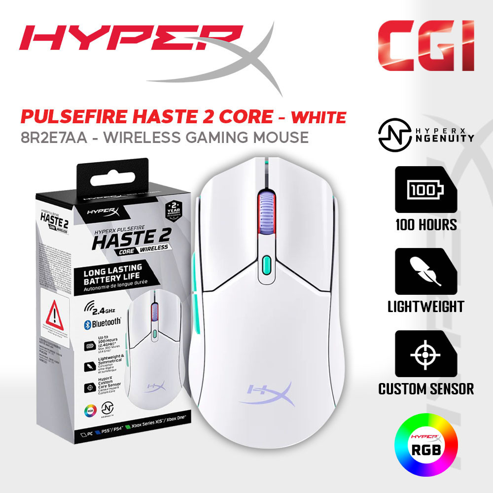 HyperX Pulsefire Haste 2 Core Wireless Gaming Mouse - White (8R2E7AA ...