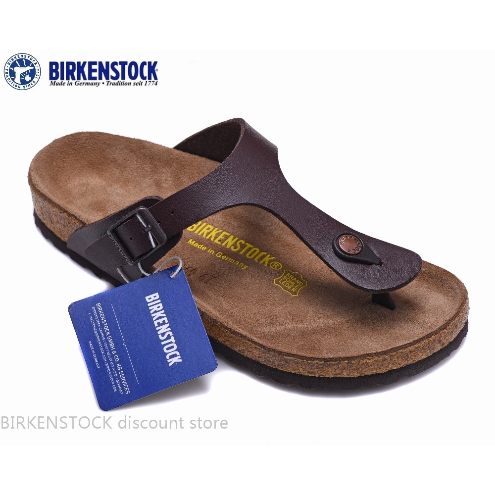 Birkenstock Gizeh Men/Women Classic Dark Brown Matte Leather Slippers ...