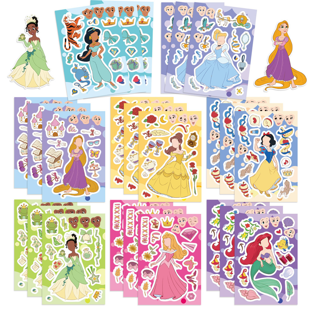 8Sheets Cartoon Cute Princess Make A Face Graffiti Stickers for Bicycle ...