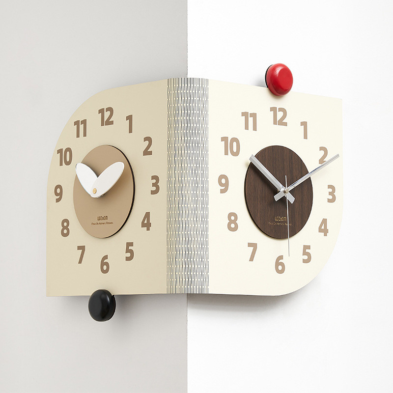 Double Sided Corner Wall Clock Living Room Simple Corner Creative Clock ...