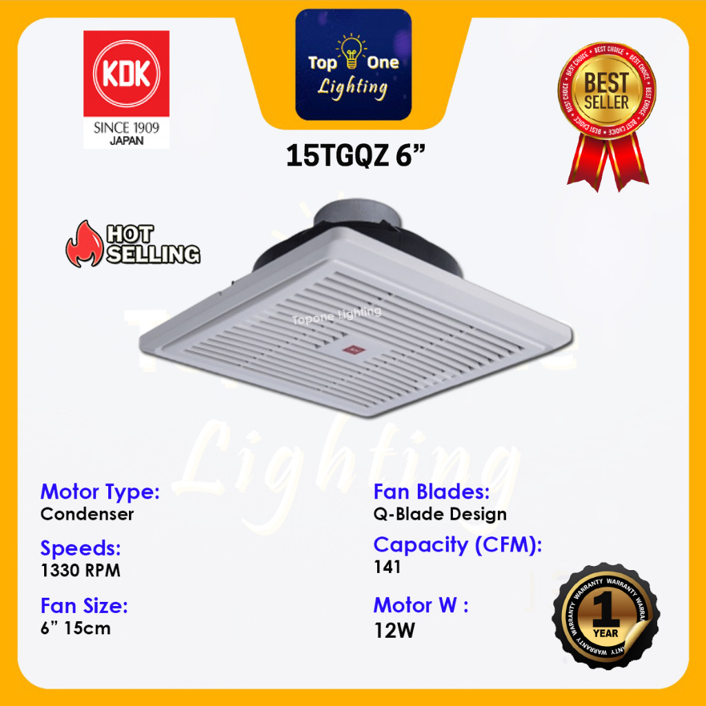 KDK 15TGQZ(6") / 20CQTF(8") / 25TGQ7(10") | Ceiling Mount Propeller ...