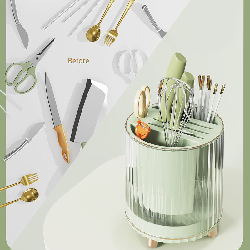 Light Luxury Style Kitchen Multifunctional Rotating Knife Holder ...