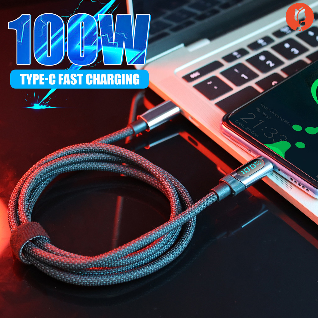 Durable Nylon Braided Dual Type-C or USB To Type-C Fast Charging Line ...