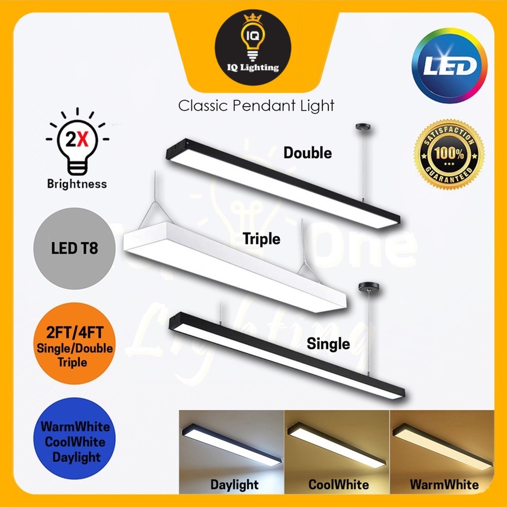 🔥NEW🔥Office Pendant Light 4FT LED T8 Linear Light Casing Kalimantang Tube Fitting Ceiling Wall ...