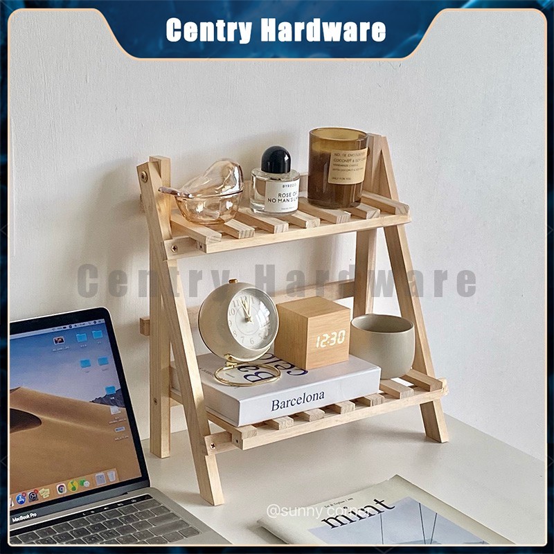 Ins Wooden Desktop Organizer Folding Storage Rack /Wooden Shelf /Double ...