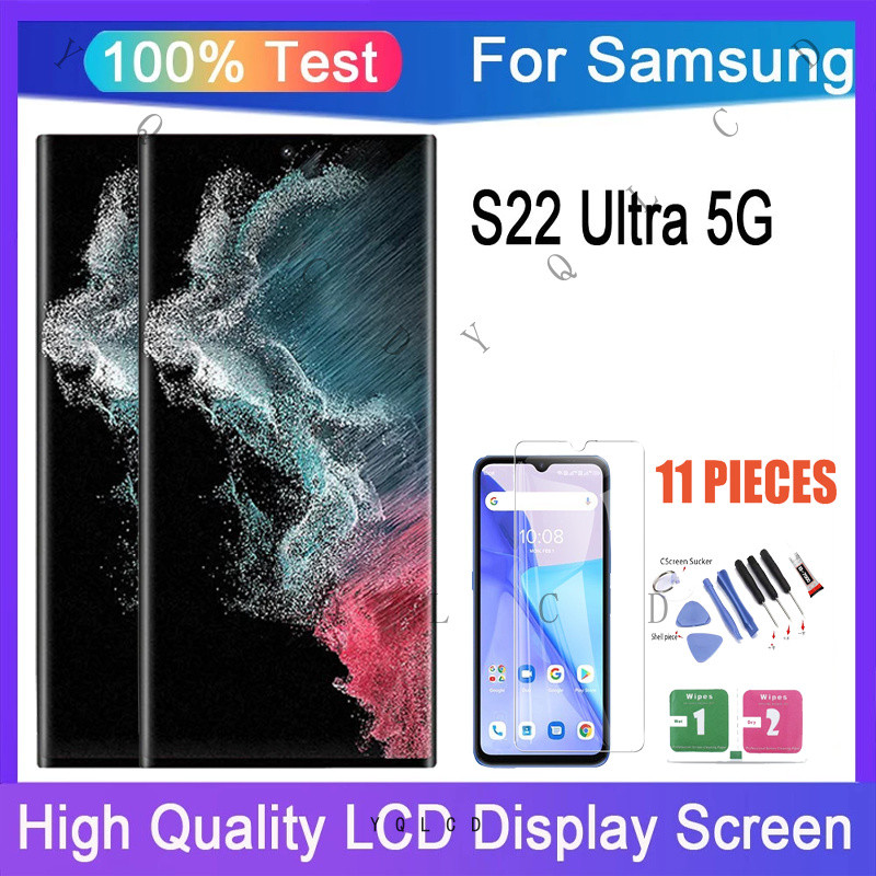 Original AMOLED Samsung Galaxy S22 Ultra 5G LCD Display Touch Screen ...