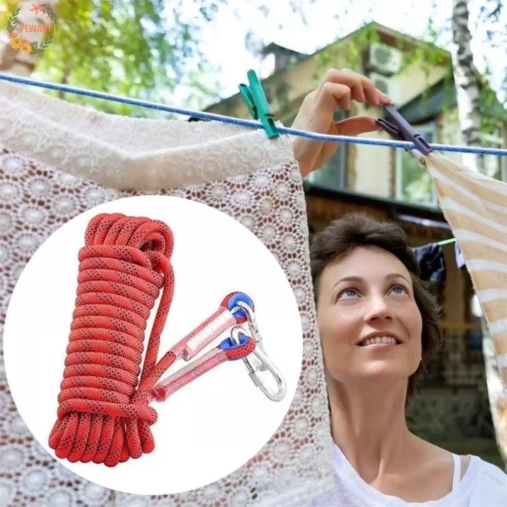 PEWANY Wire Rope Clothesline, 10M/20M 8MM Clothes Drying Rope, Durable ...