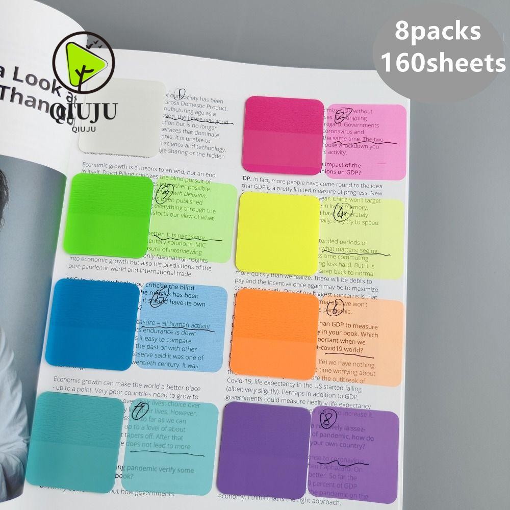 QIUJUU 160 Sheets Stickers, Notepad Fluorescent Color Sticky Notes ...