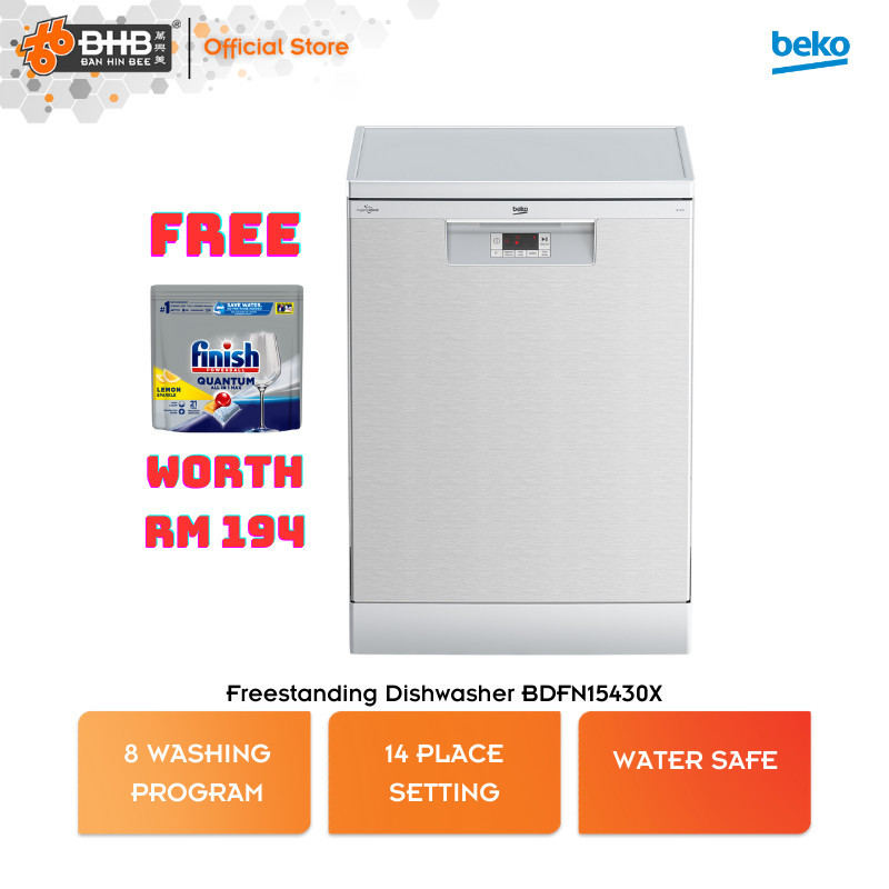 Beko Freestanding Dishwasher with 14 place settings BDFN15430X 60cm ...
