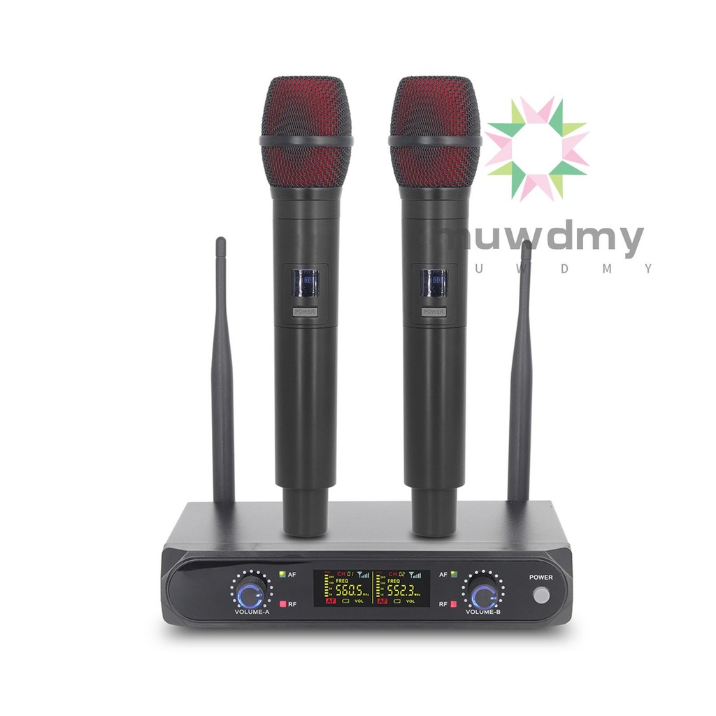 Wireless Microphone System with 2 Handheld Mic VHF UHF Wireless ...