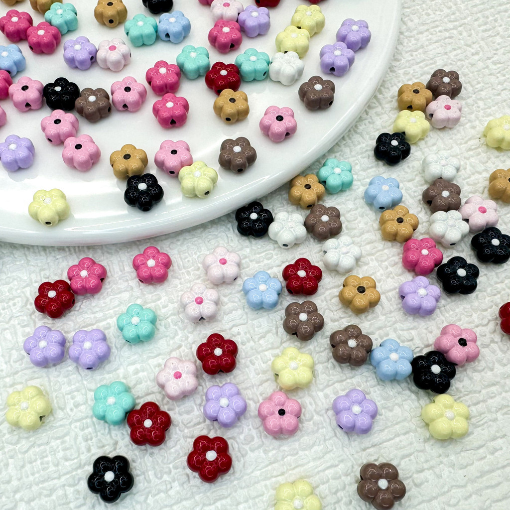 10 alloy five-petal flower beads double-sided small flower paint spacer ...