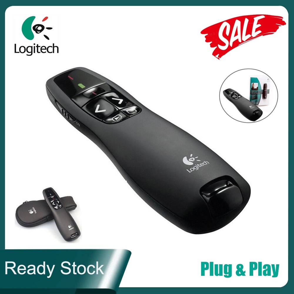 Logitech R400 USB Wireless Presenter Red Laser Pointer 2.4GHz Remote ...