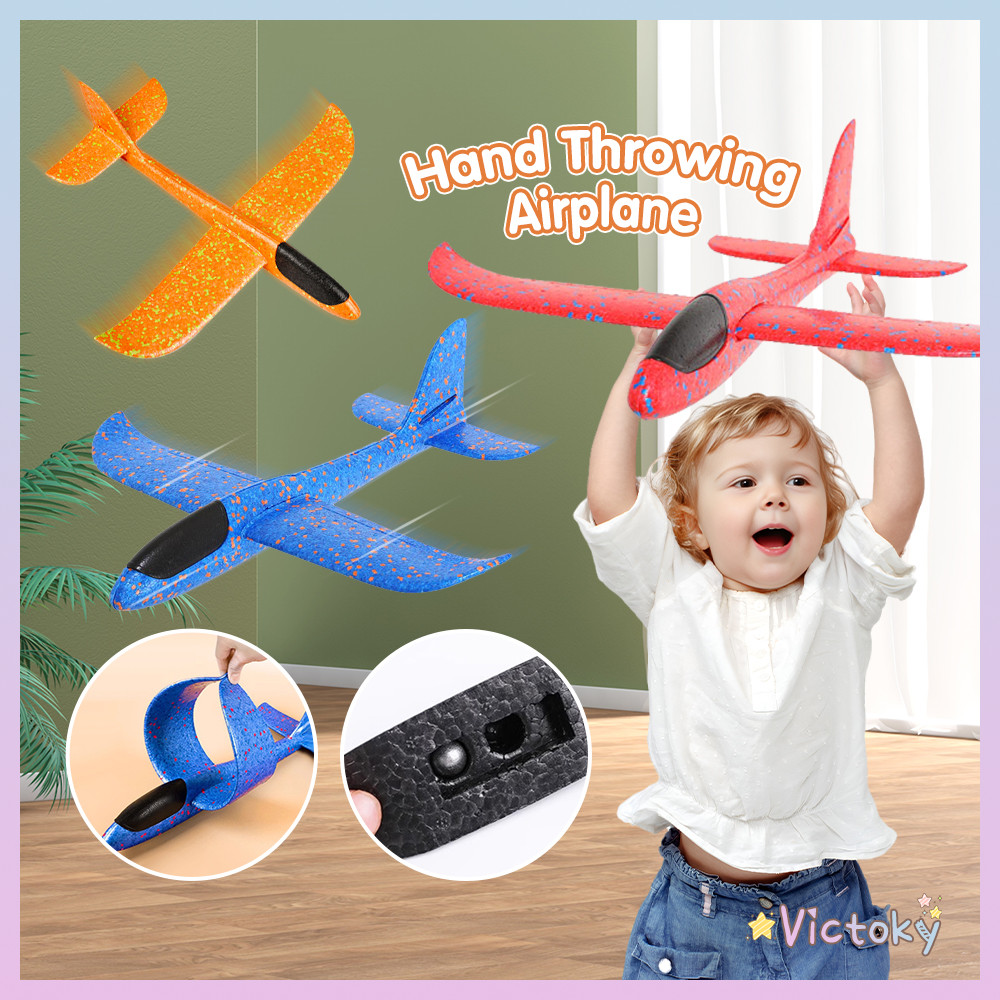 Victoky 48cm Large Aeroplane Toys Hand Throwing Glider Flying Toys Foam ...