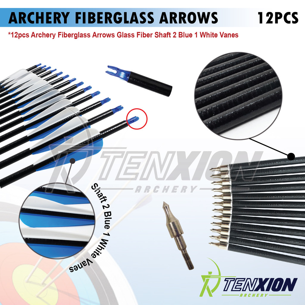 Archery Fiberglass Spiral Fiber Arrows TenXion Arrow Musen Anak Panah ...
