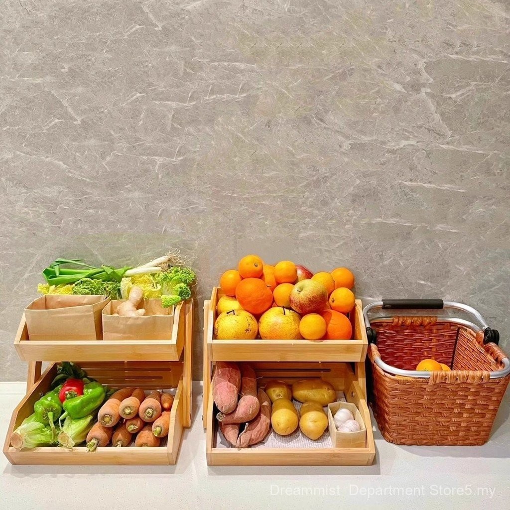 Primary Color Storage Rack Kitchen Rack Fruit Plate Multi-Layer Three ...