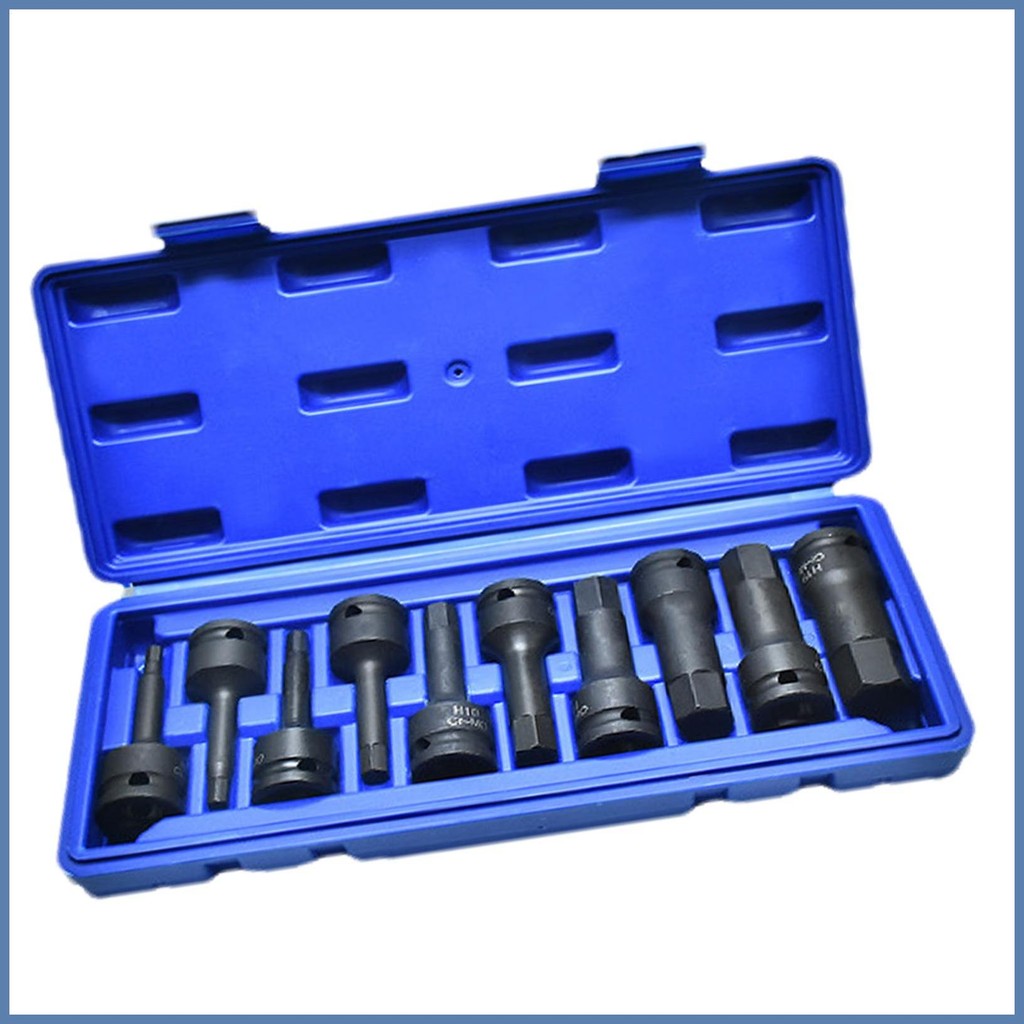 Hex Bit Socket Set 10X Drive Allen Bit Socket Set Cr-Mo Steel Drill ...