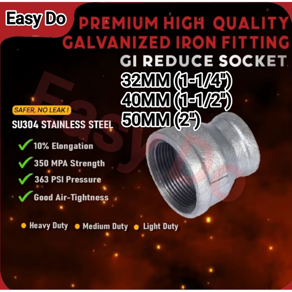 32mm , 40mm , 50mm Galvanised Iron GI reducer socket | Shopee Malaysia