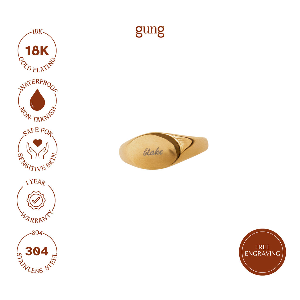 Gung Ellipse Gold Signet Ring | Shopee Malaysia