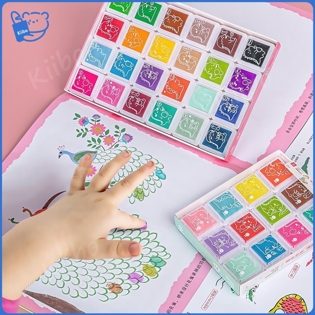 Finger Painting Art Kit Set/12&24 Colors Stamp Pad/DIY Art Craft Kid ...