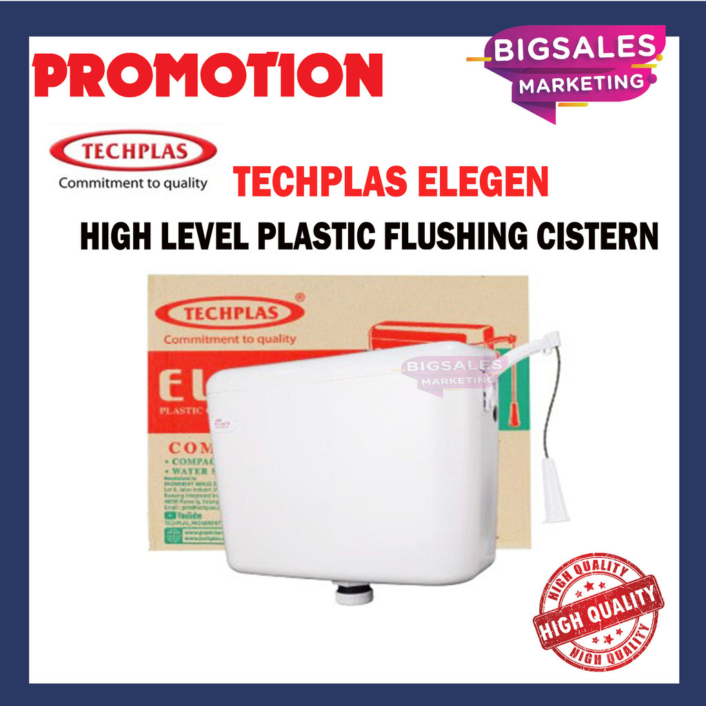 TECHPLAS 9L Elegen Plastic Cistern High Level / Tangki Pam Tandas Tarik ...