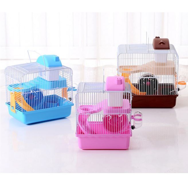 2 Floor Castle Hamster Cage Mouse house with slide disk spinning bottle ...