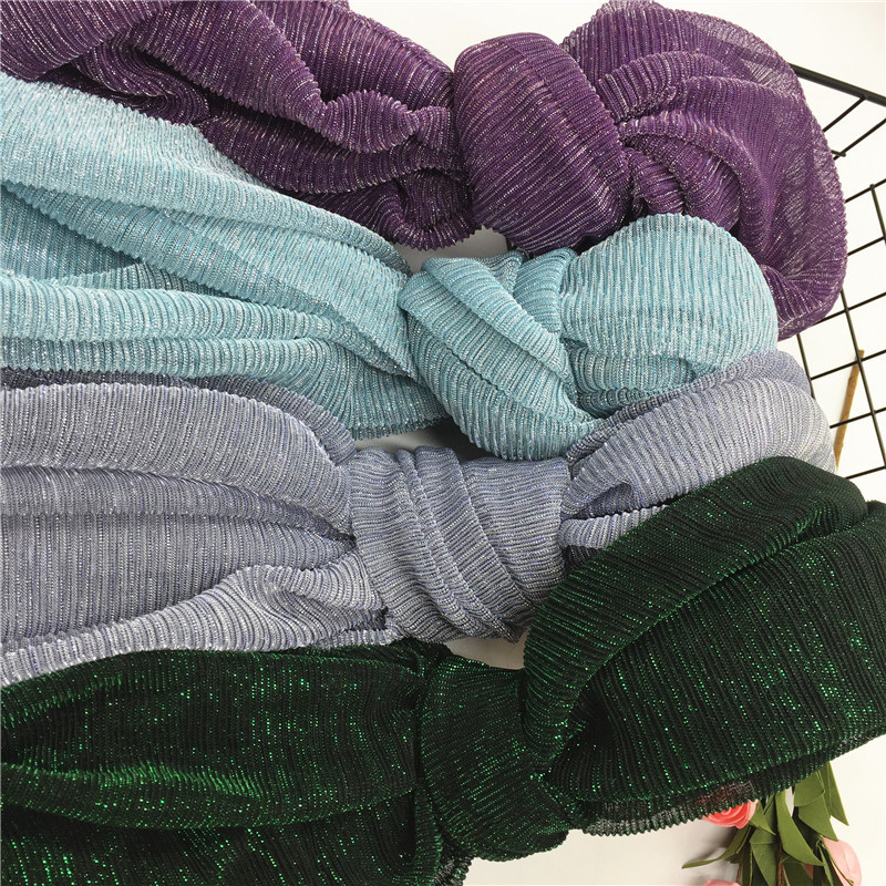 XINYUE Glitter Shawl Tudung Shiny Gold Shawl Muslim Headscarf Crumpled ...
