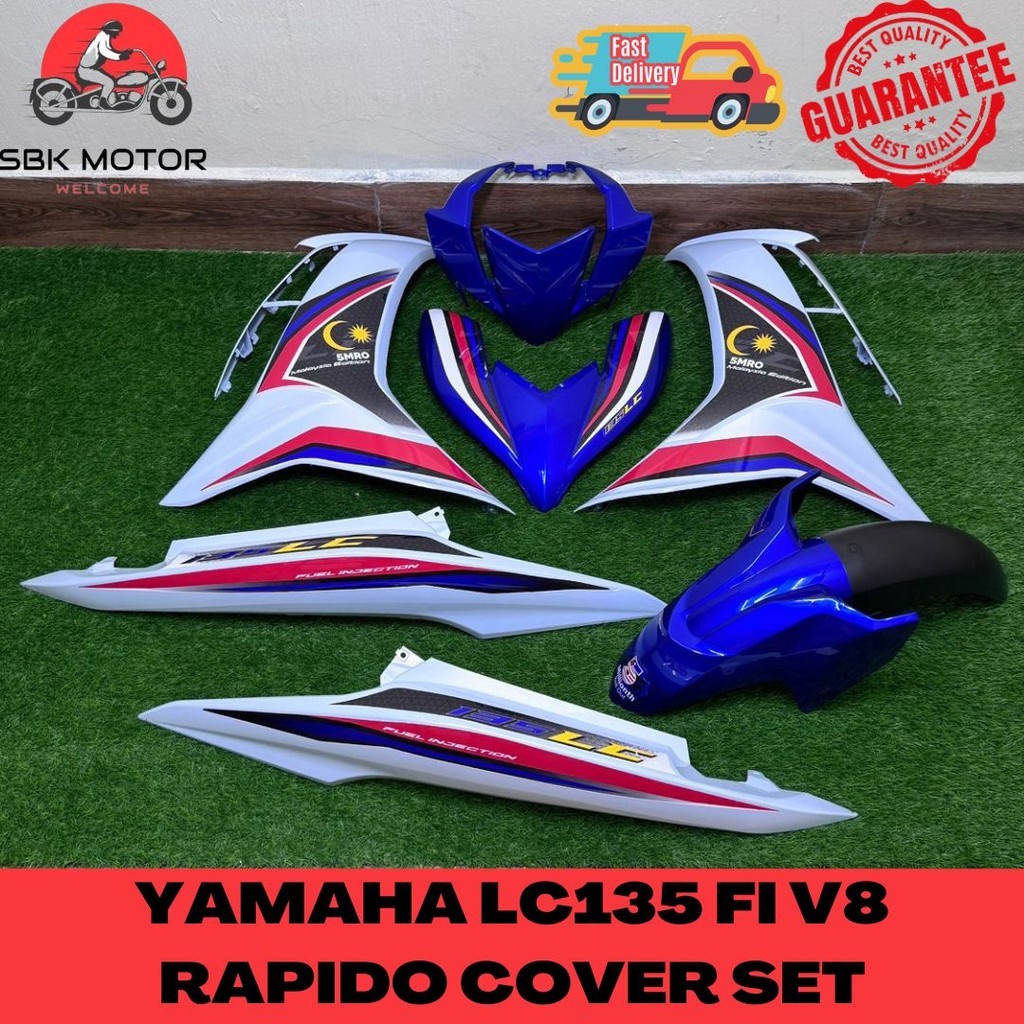 YAMAHA LC135 V8 FI RAPIDO COVER SET 5MRO MALAYSIA (184) WHITE BLUE ...