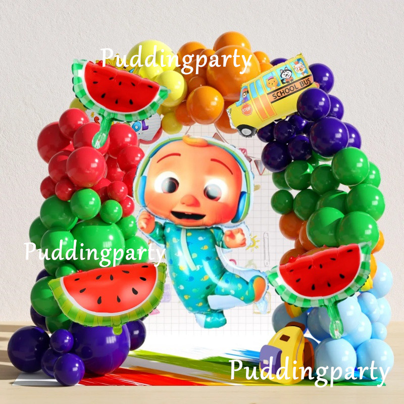 Cocomelon Balloons Garland Arch Kit Jumping JOJO School Bus Watermelon ...