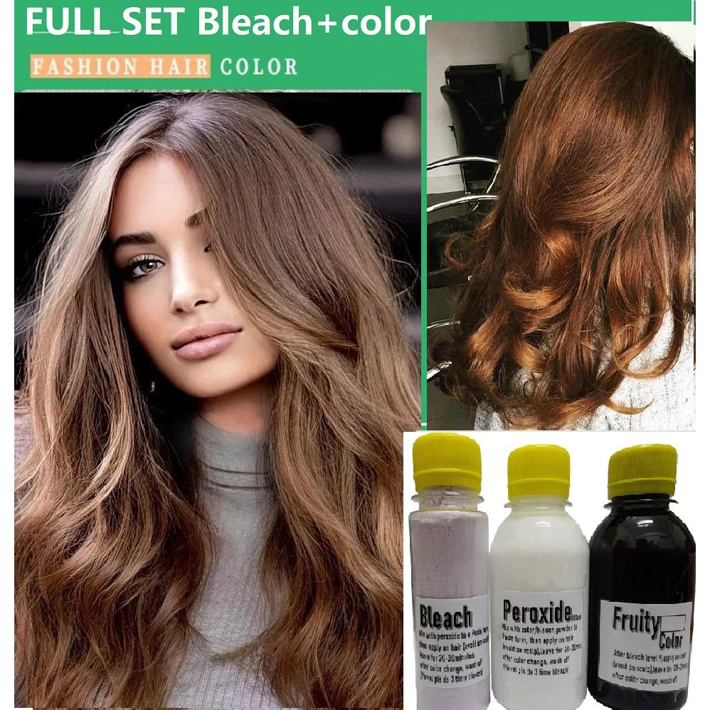 (FREE bleach set) Direct golden brown Hair Color Kit (10minutes )100ml ...