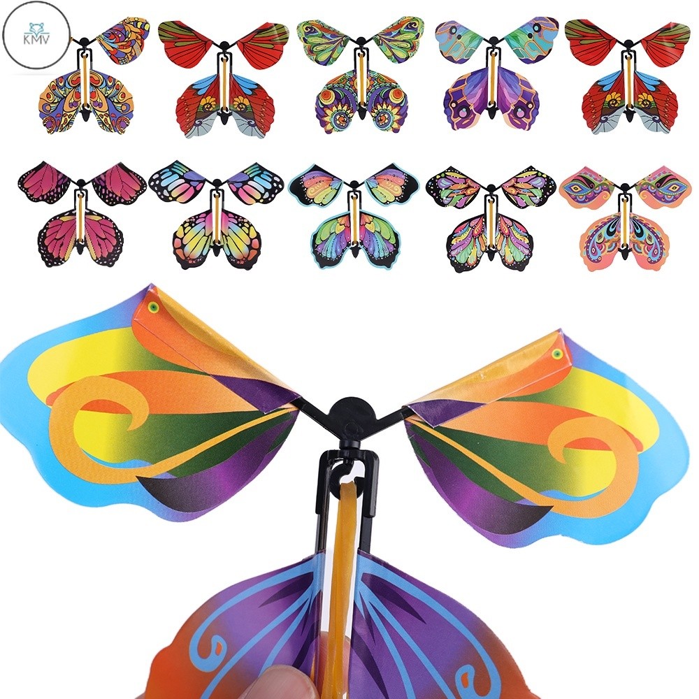 KMV Magic Flying Butterfly Fairy Flying Toys Colorful Wind Up Butterfly ...