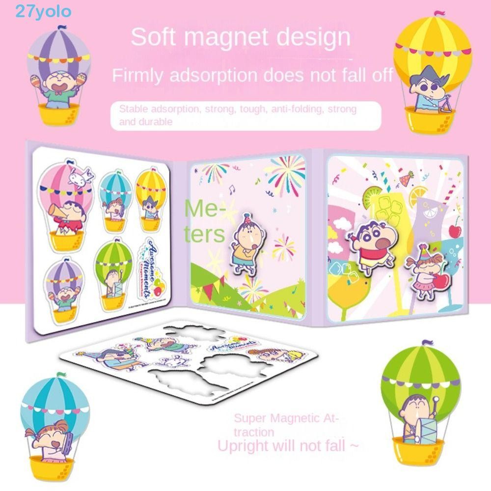 YOLO Magnetic Quiet Book, Crayon Shin Chan DIY Handmade Cartoon Sticker ...