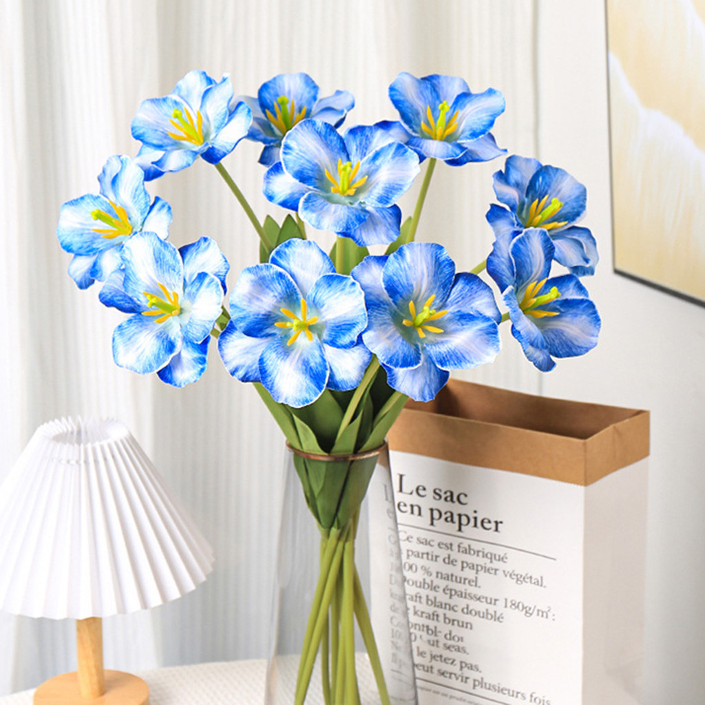 SPE- Artificial Opening Tulip with Stem Realistic Fake Silk Flower Home ...