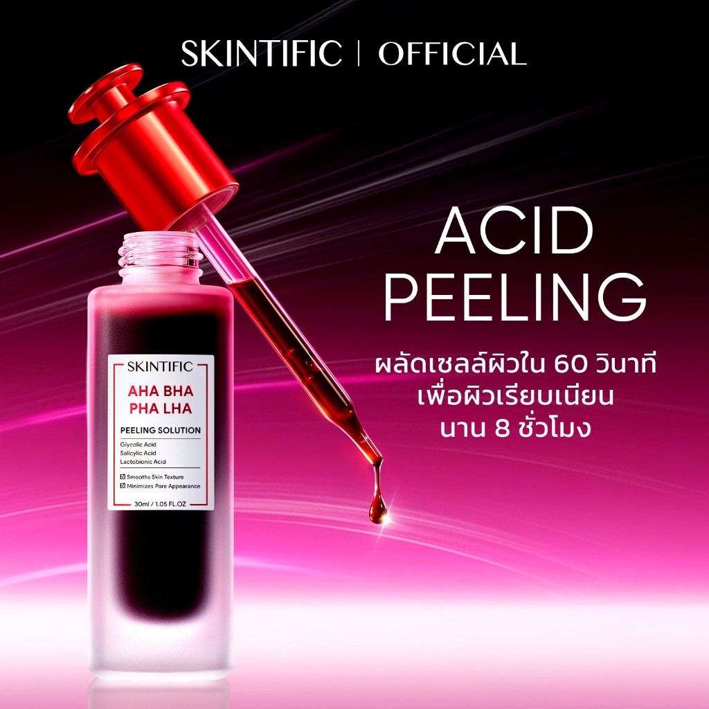 Skintific AHA BHA PHA LHA peeling solution exfoliate skin in 60 seconds ...