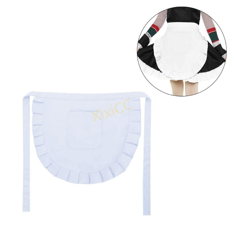 XixiCC Halloween Cosplay Waist Apron Half Apron Ruffled Waist Apron ...