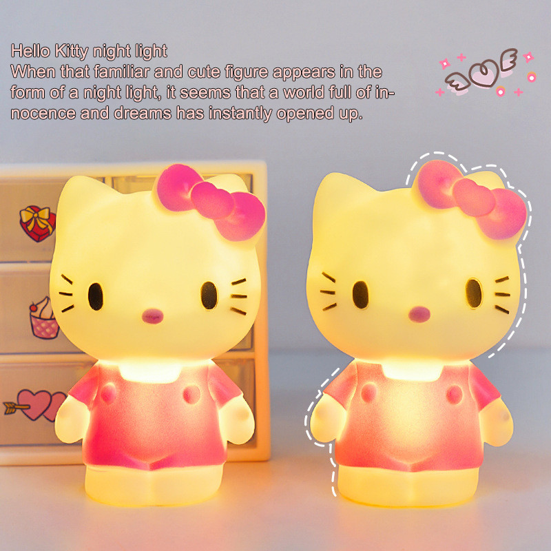 guyumao Kawaii Hello Kitty LED Night Light Sanrio KT Cat Bedroom Lamp ...