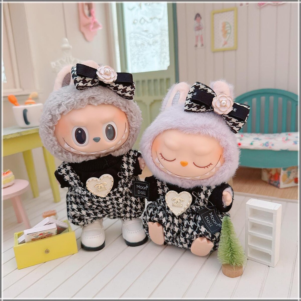 10cm/17cm Doll Labubu Clothes Labubu Doll Black Fragrance Three-Piece ...