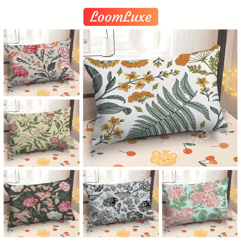 Set bantal peluk bunga tumbuh-tumbuhan Eropah Reka bentuk geometri ...