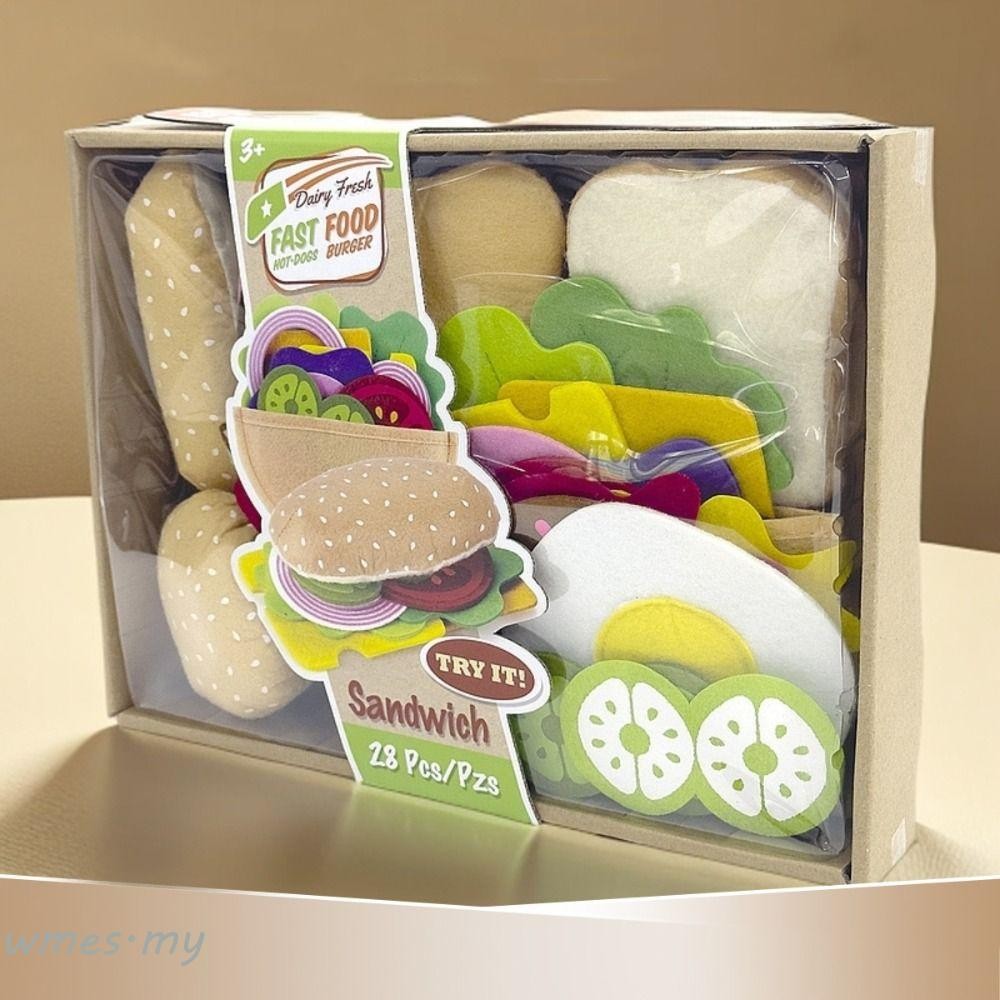 WMES1 Felt Cloth Burger Toy, Role Playing Make Pizza Felt Combination ...