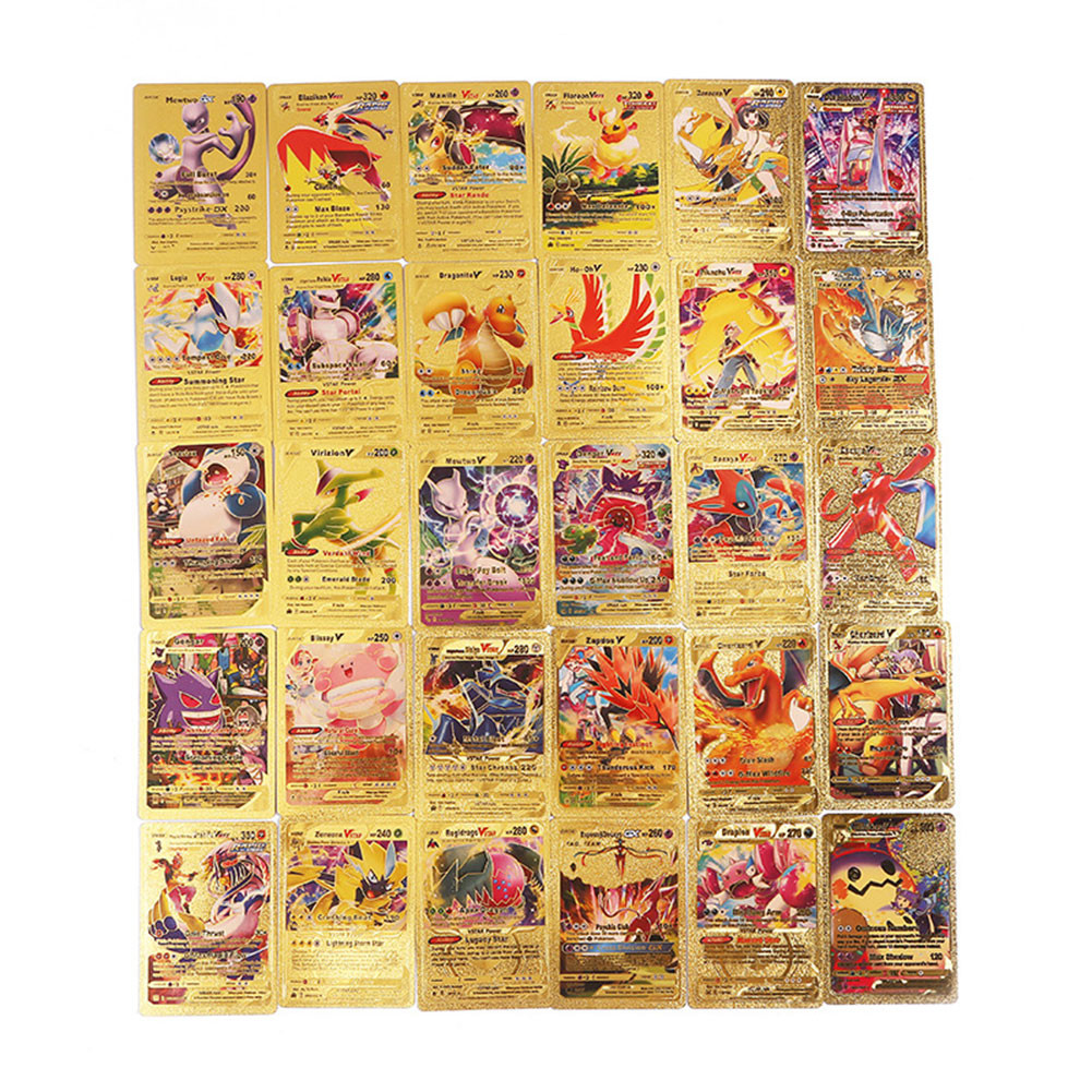 55Pcs Pokemon Gold Foil Card English Game Collection Cards Ultra Rare ...