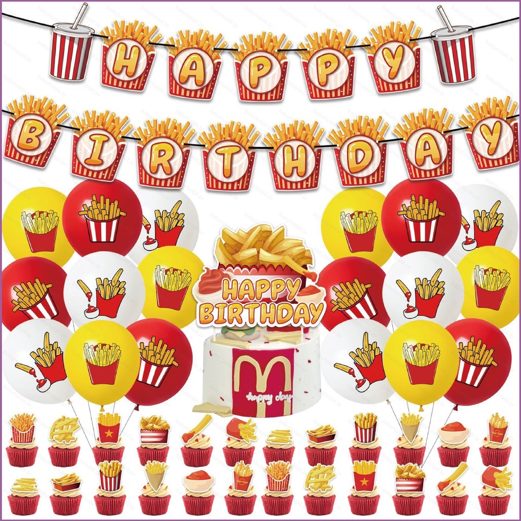 B4 Fries fast food theme birthday party banner balloon decoration ...