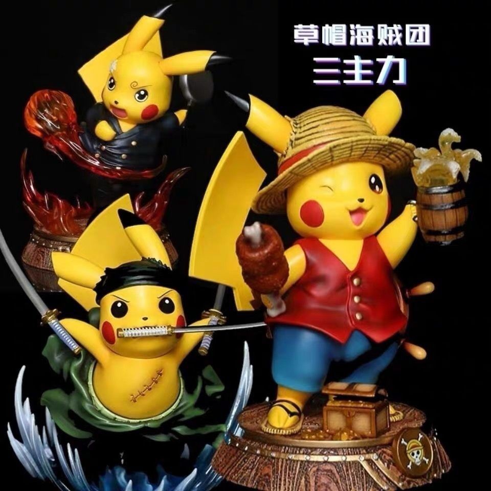 One Piece Pet Elite Pikachu COS One Piece Luffy Sanji Zoro Pika Figure ...