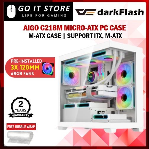 AIGO C218M BLACK / WHITE MICRO-ATX PC CASE | Shopee Malaysia