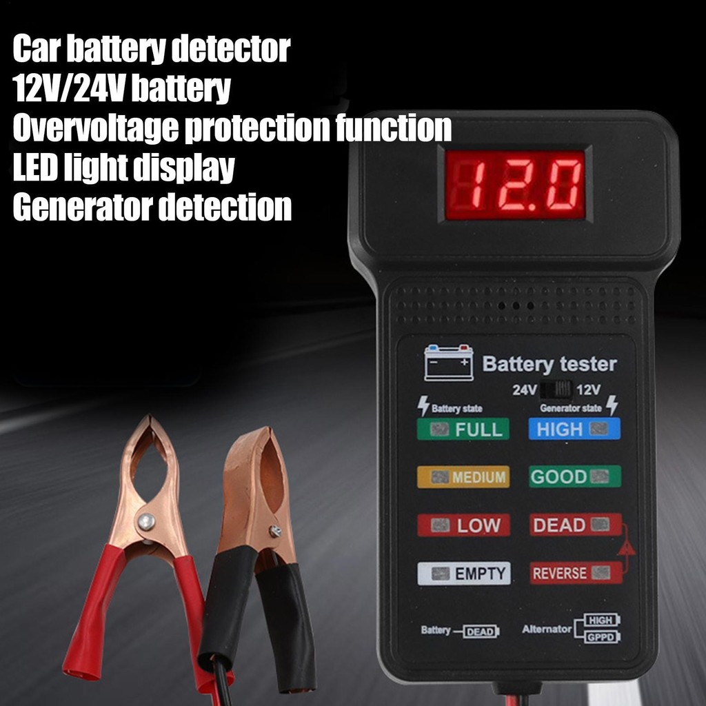 Auto Battery Tester 12V/24V Voltmeter and Charging System Analyzer ...