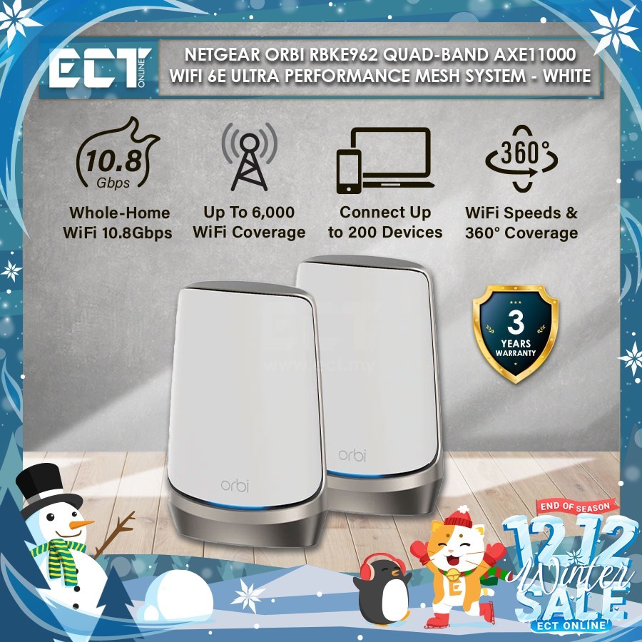 Netgear Orbi RBKE962 Quad-Band AXE11000 Wifi 6E Ultra Performance Mesh ...
