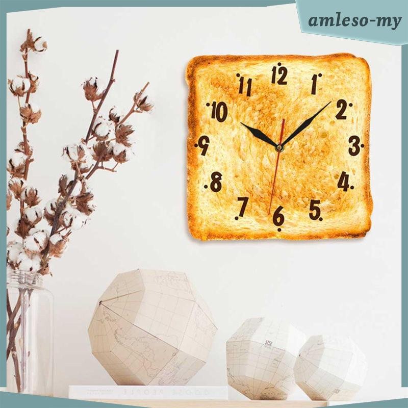 [AmlesoMY] Toasted Bread Wall Clock, 12 inch Arabic Numerals Gourmet ...